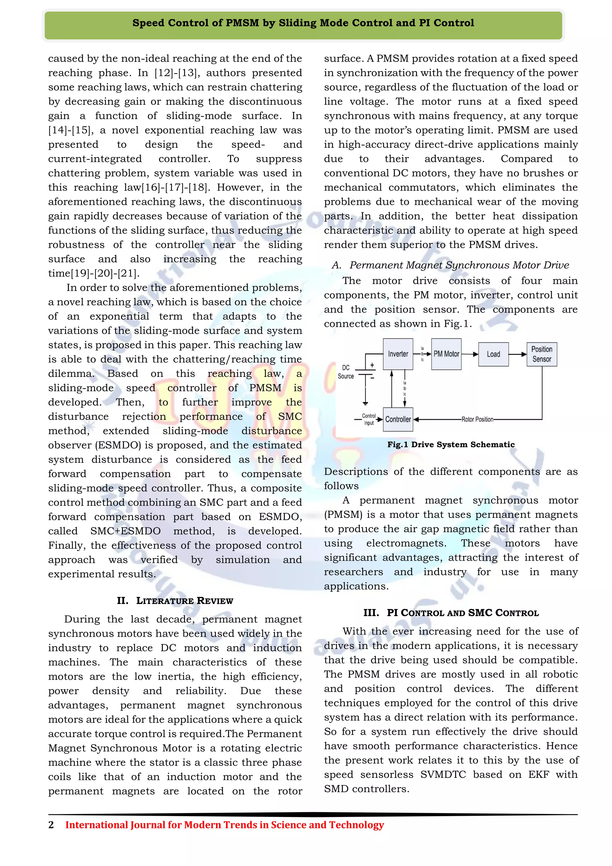 Speed Control of PMSM by Sliding Mode Control and PI Control | PDF