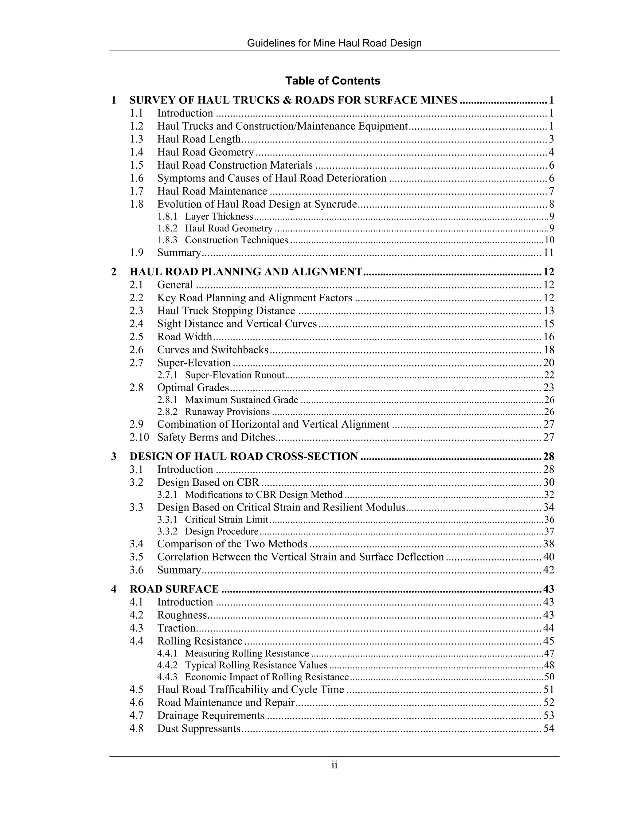 GUIDELINES FOR MINE HAUL ROAD DESIGN - 2001 | PDF