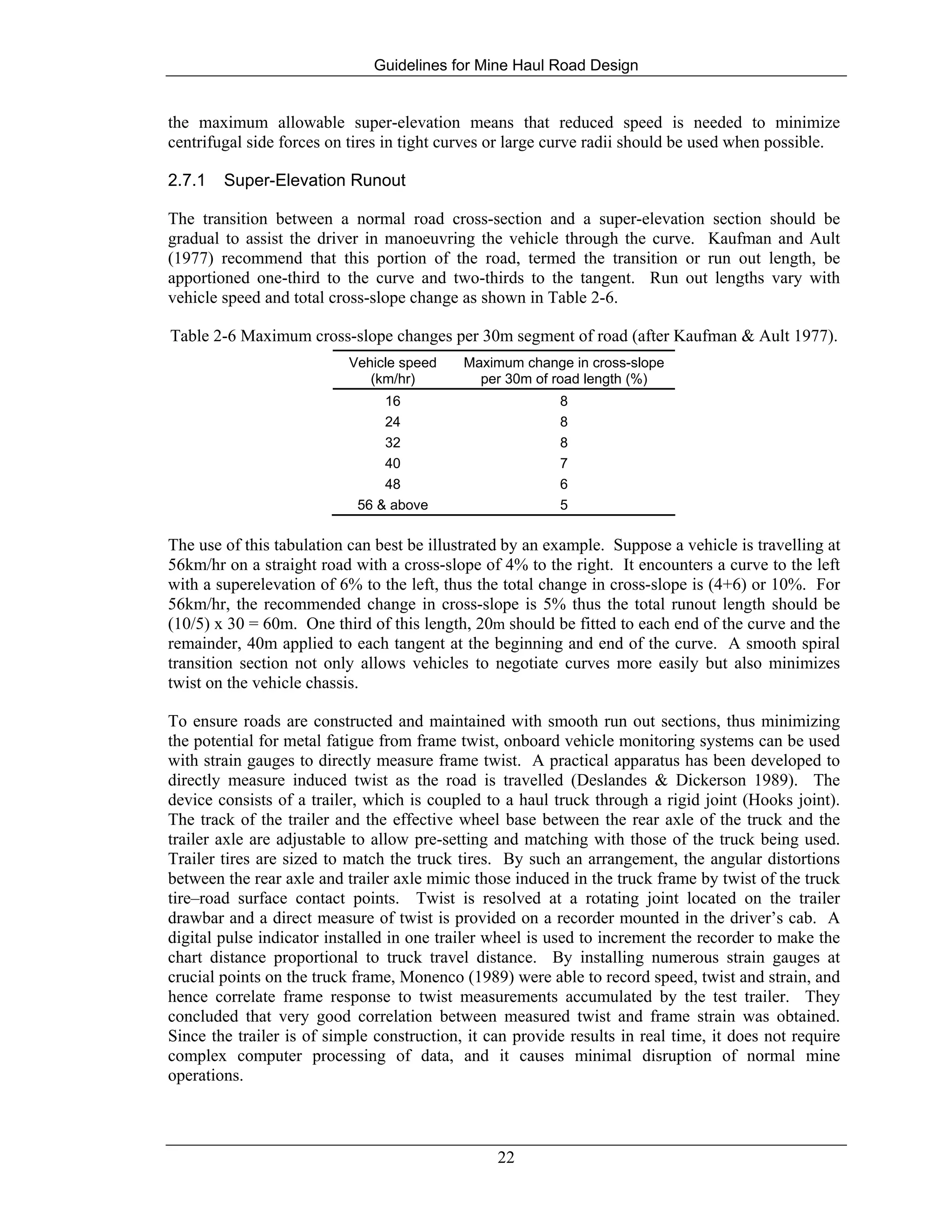 GUIDELINES FOR MINE HAUL ROAD DESIGN - 2001 | PDF