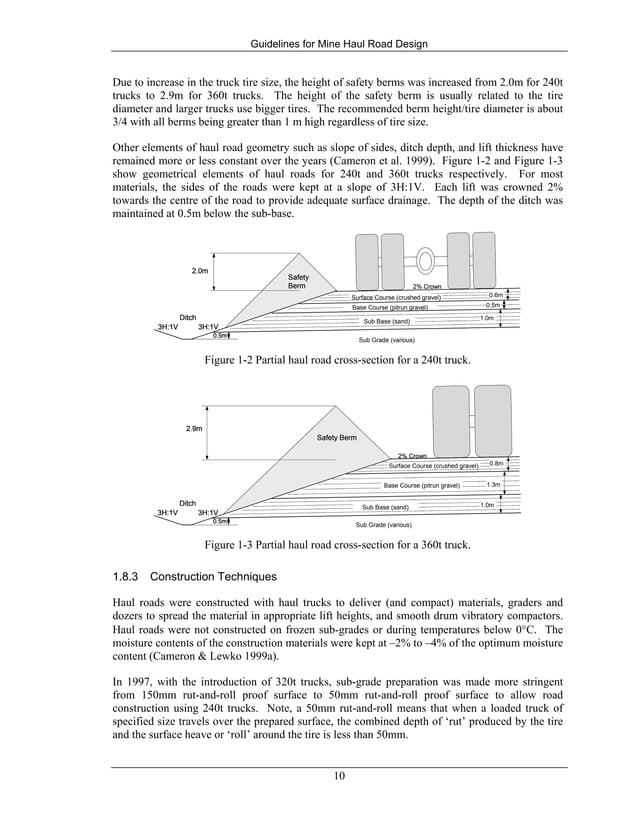 GUIDELINES FOR MINE HAUL ROAD DESIGN - 2001 | PDF