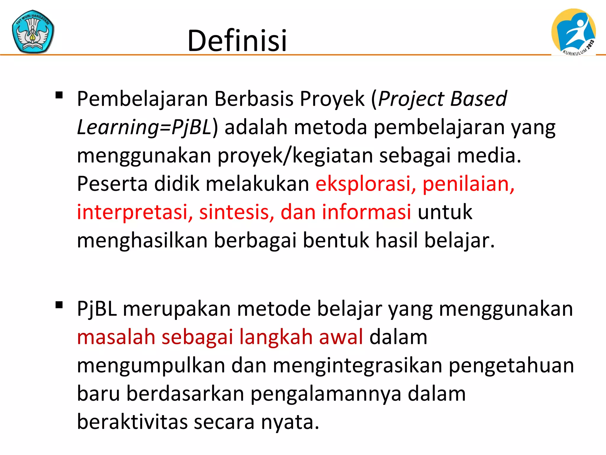 1.3 c konsep model pembelajaran PjBL | PPT