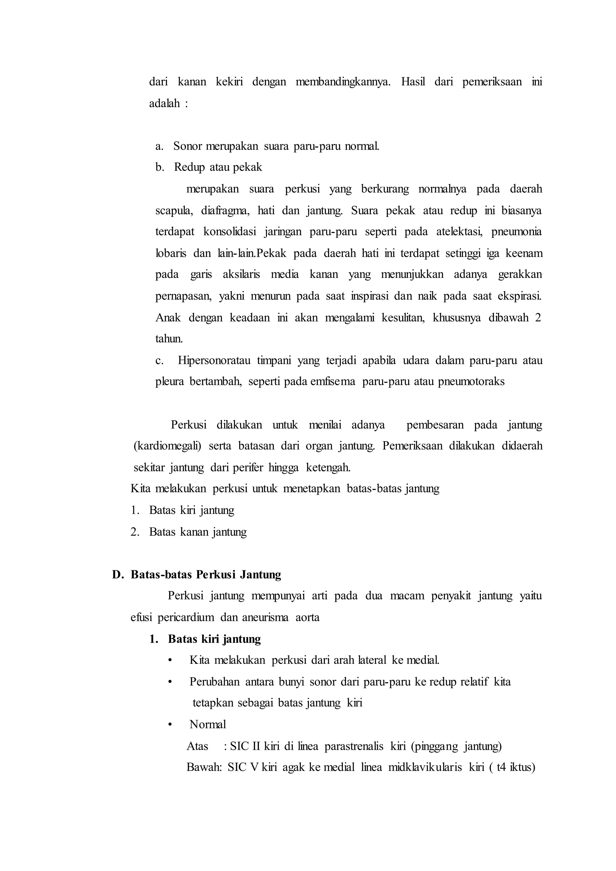 PEMERIKSAAN PERKUSI JANTUNG PADA ANAK | DOCX