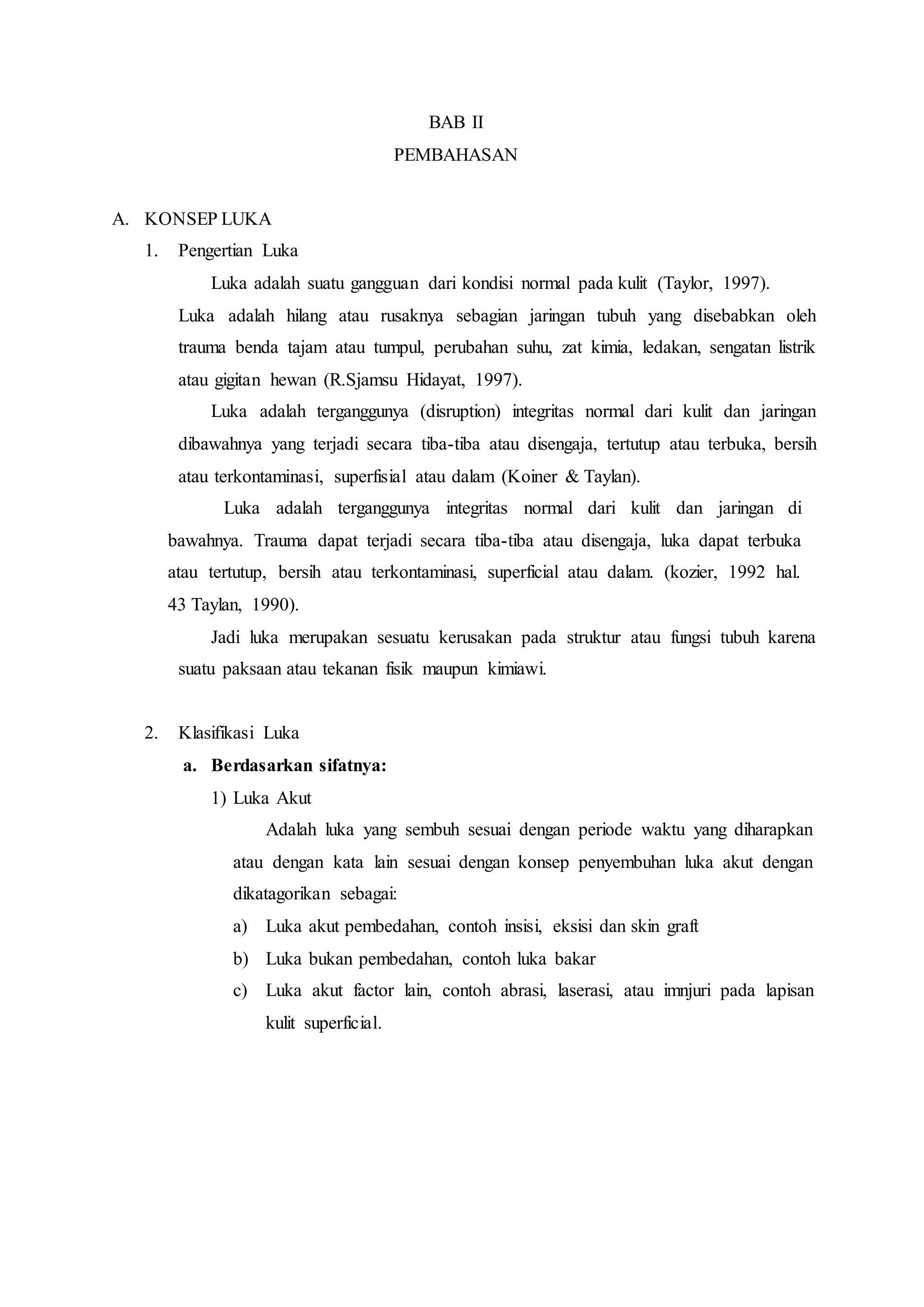 Konsep Luka dan Asuhan Keperawatan pada Luka | DOCX