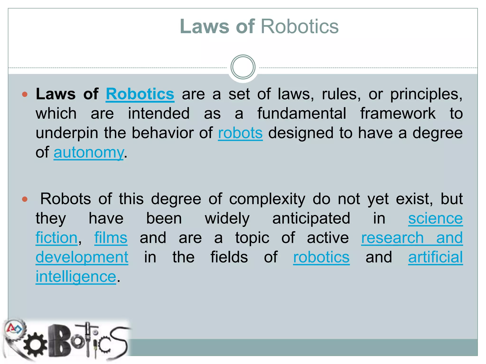 1. introduction to robot | PPTX | Robotics | Technology & Computing