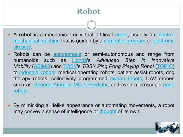 1 Introduction To Robot Pptx Robotics Technology And Computing
