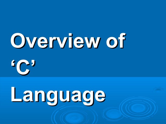 1. overview of c