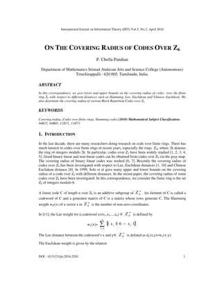On the Covering Radius of Codes Over Z6 | PDF