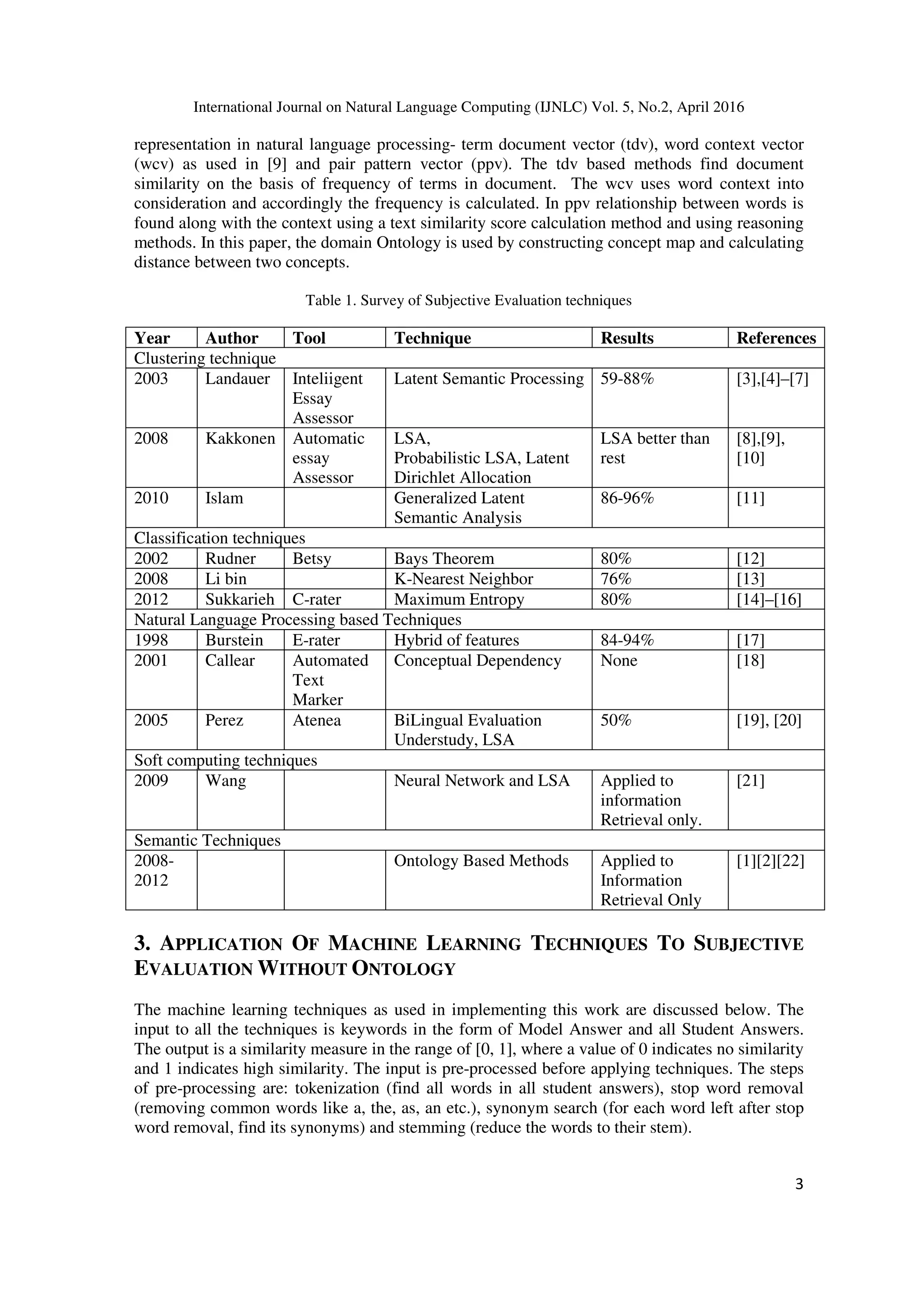 Machine Learning Techniques with Ontology for Subjective Answer Evaluation | PDF