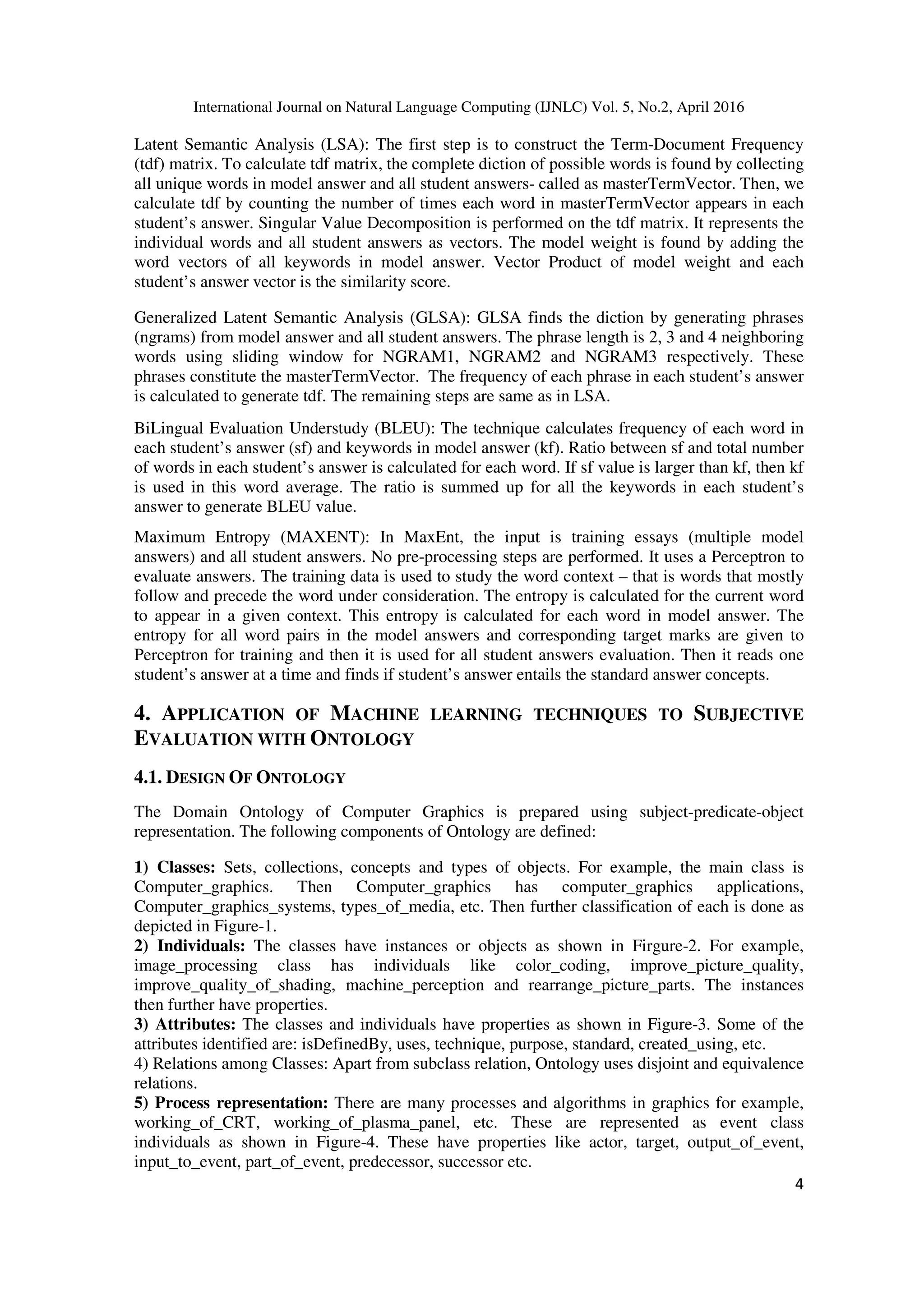 Machine Learning Techniques with Ontology for Subjective Answer Evaluation | PDF