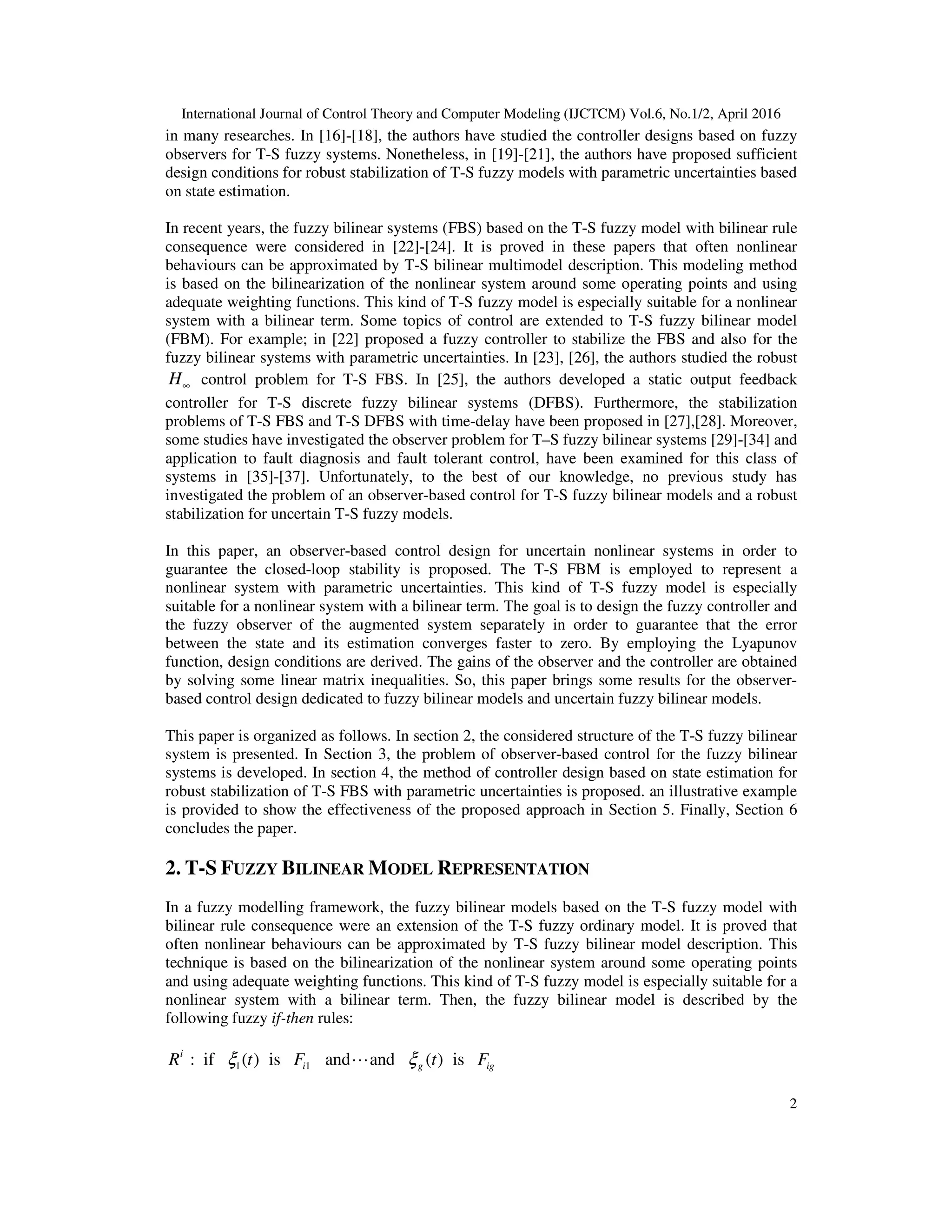 Controller Design Based On Fuzzy Observers For T S Fuzzy Bilinear Models Pdf