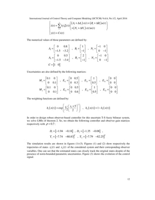 Controller Design Based On Fuzzy Observers For T-S Fuzzy Bilinear Models | PDF