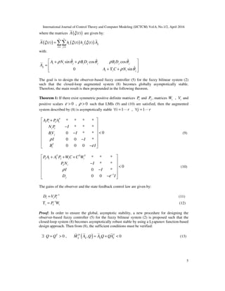 Controller Design Based On Fuzzy Observers For T-S Fuzzy Bilinear Models | PDF