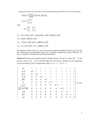 Controller Design Based On Fuzzy Observers For T-S Fuzzy Bilinear Models | PDF