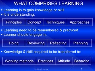 Training & Development - conditions for learning | PPTX