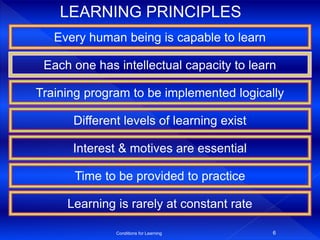 Training & Development - conditions for learning | PPTX