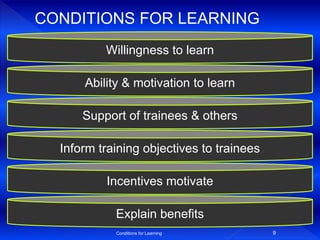 Training & Development - conditions for learning | PPTX