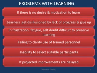 Training & Development - Problems in Learning | PPT