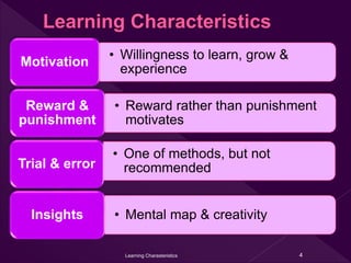 Training & Development - learning characteristics | PPT