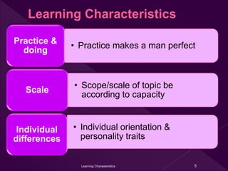 Training & Development - learning characteristics | PPT