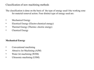 Modern/Unconventional Machining Methods/ Non-traditional methods | PPT