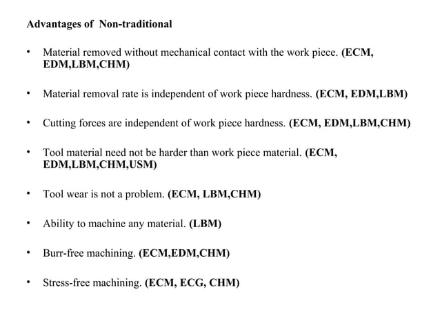 Modern/Unconventional Machining Methods/ Non-traditional methods | PPT