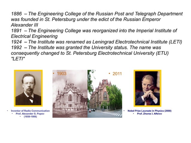 Saint-Petersburg Electrotechnical University (LETI) | PPT