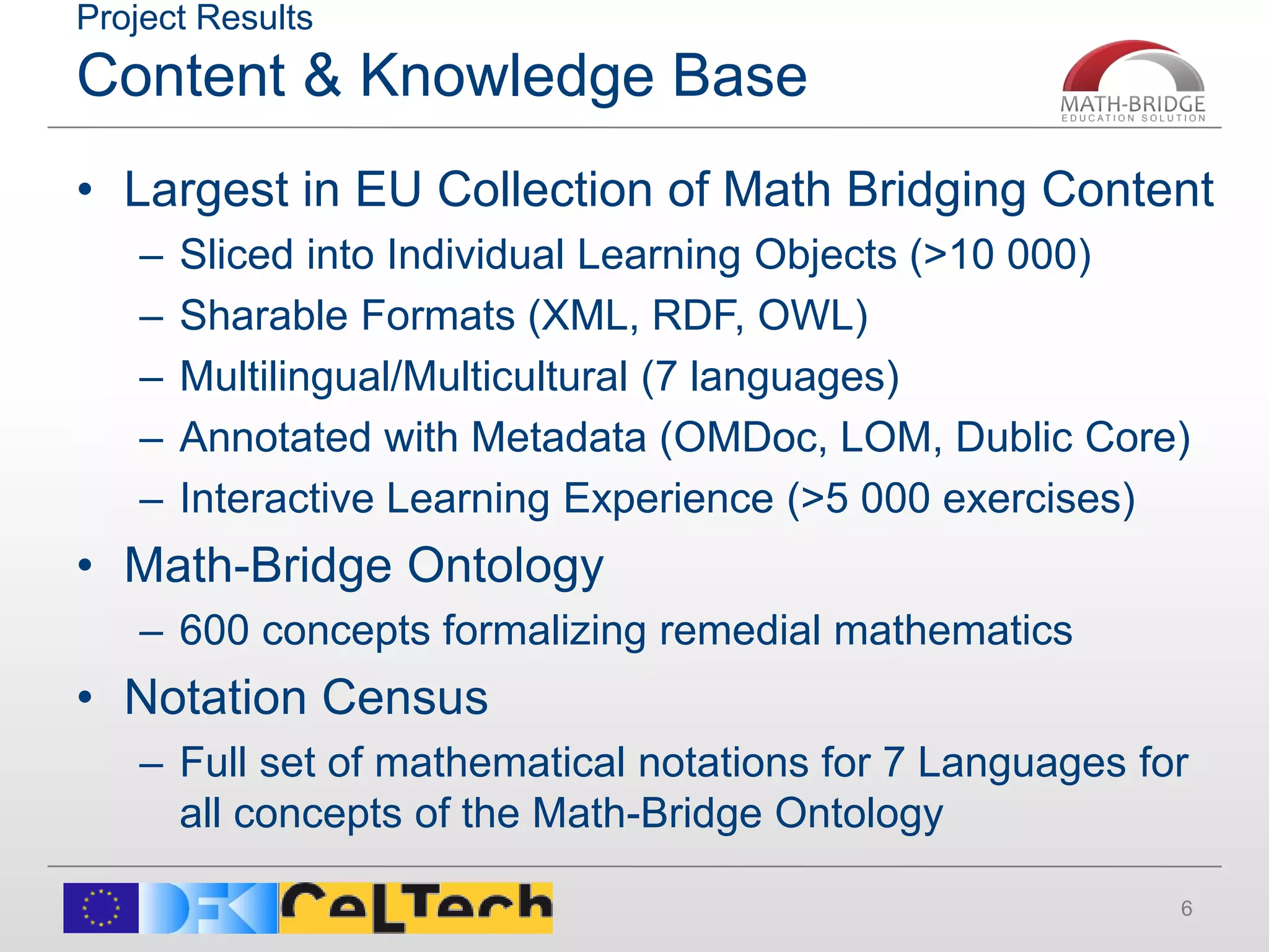 Results of Math-­‐Bridge Project | PPTX