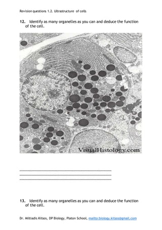 1.2. Ultrastructure of cells - practise questions | DOCX