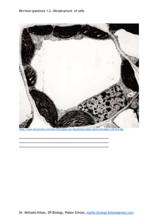 1.2. Ultrastructure of cells - practise questions | DOCX