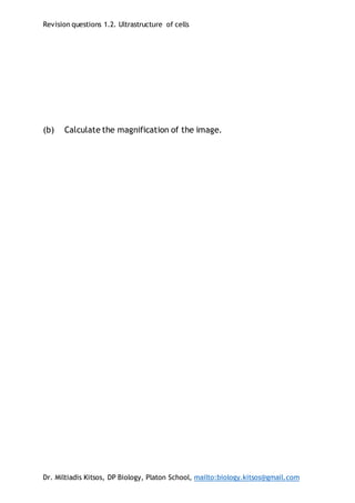 1.2. Ultrastructure of cells - practise questions | DOCX