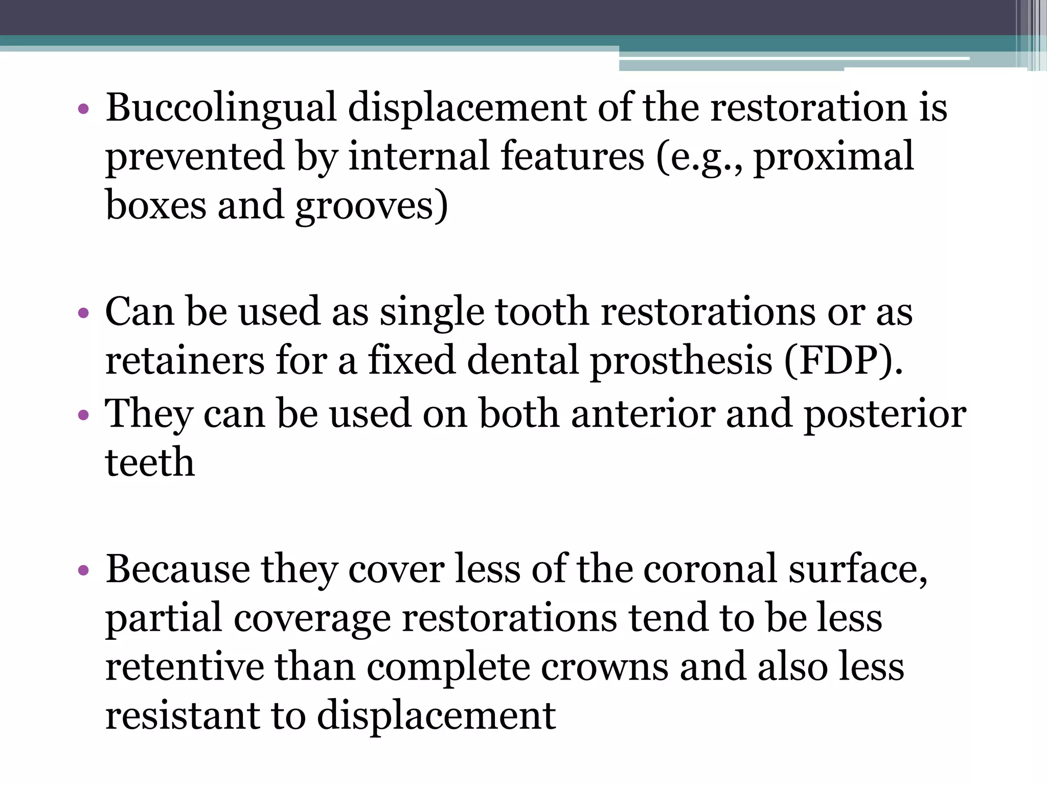 Tooth preparation for partial veneer crwns | PPTX