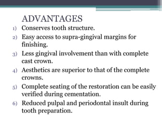 Tooth preparation for partial veneer crwns | PPTX