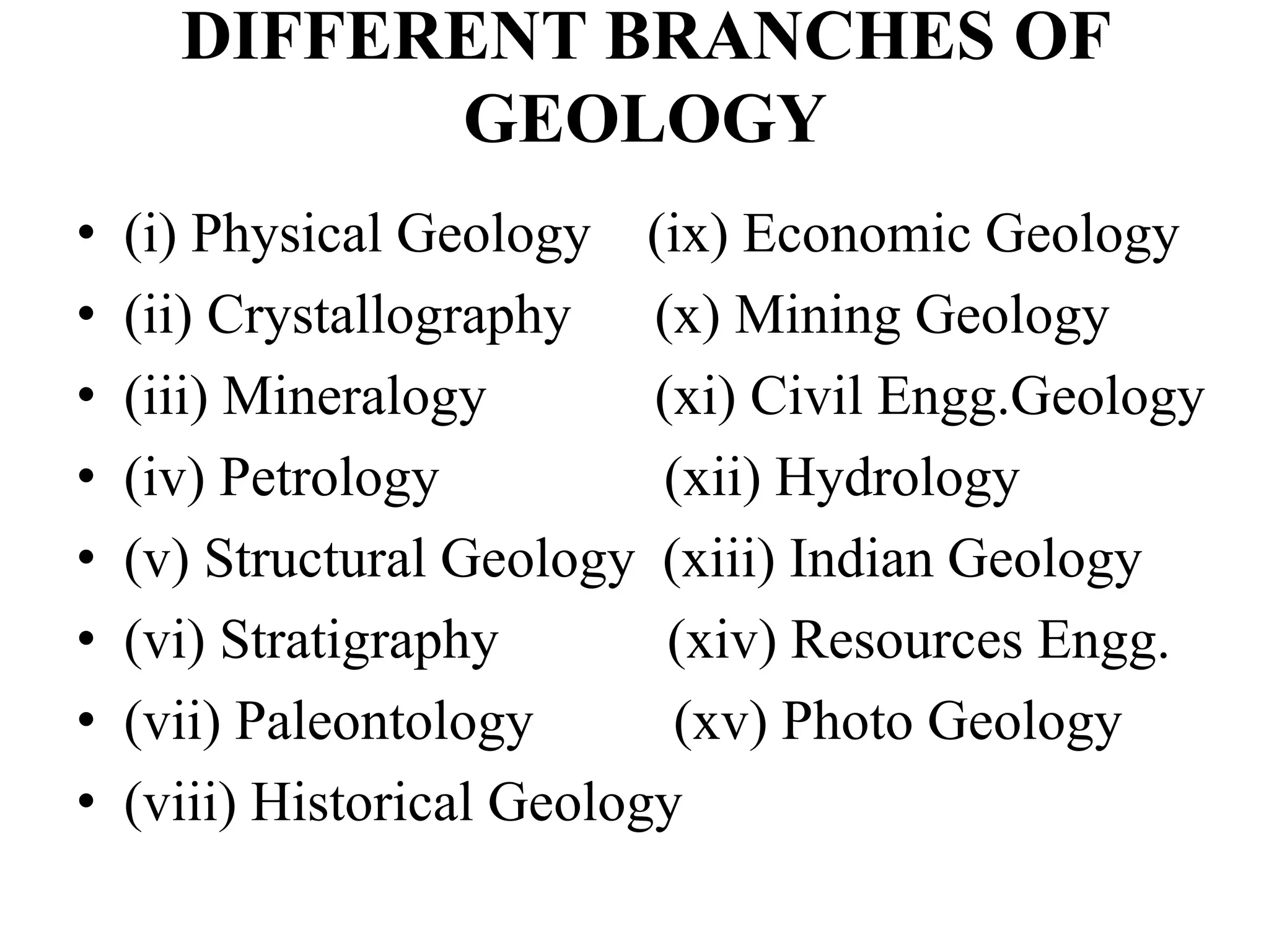 1.1 introduction of geology,Branches and Scope of Geology | PPTX