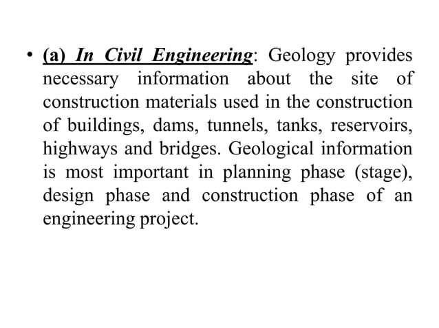 1.1 introduction of geology,Branches and Scope of Geology | PPTX | Civil Engineering Industry ...