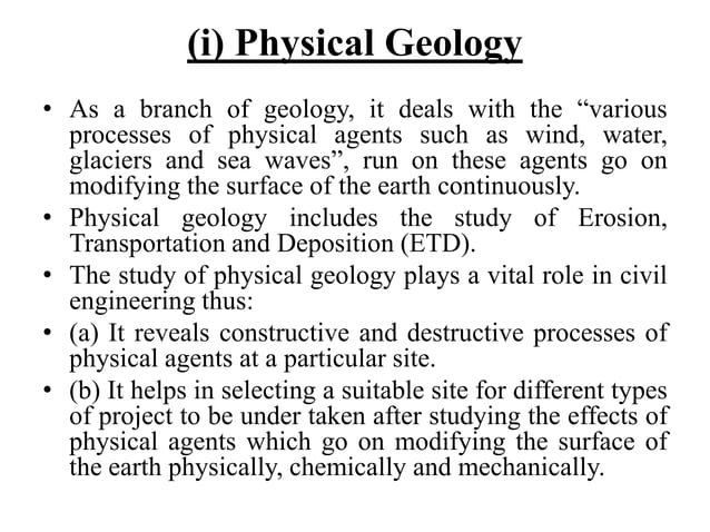 1.1 introduction of geology,Branches and Scope of Geology | PPTX | Civil Engineering Industry ...