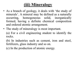 1.1 introduction of geology,Branches and Scope of Geology | PPTX