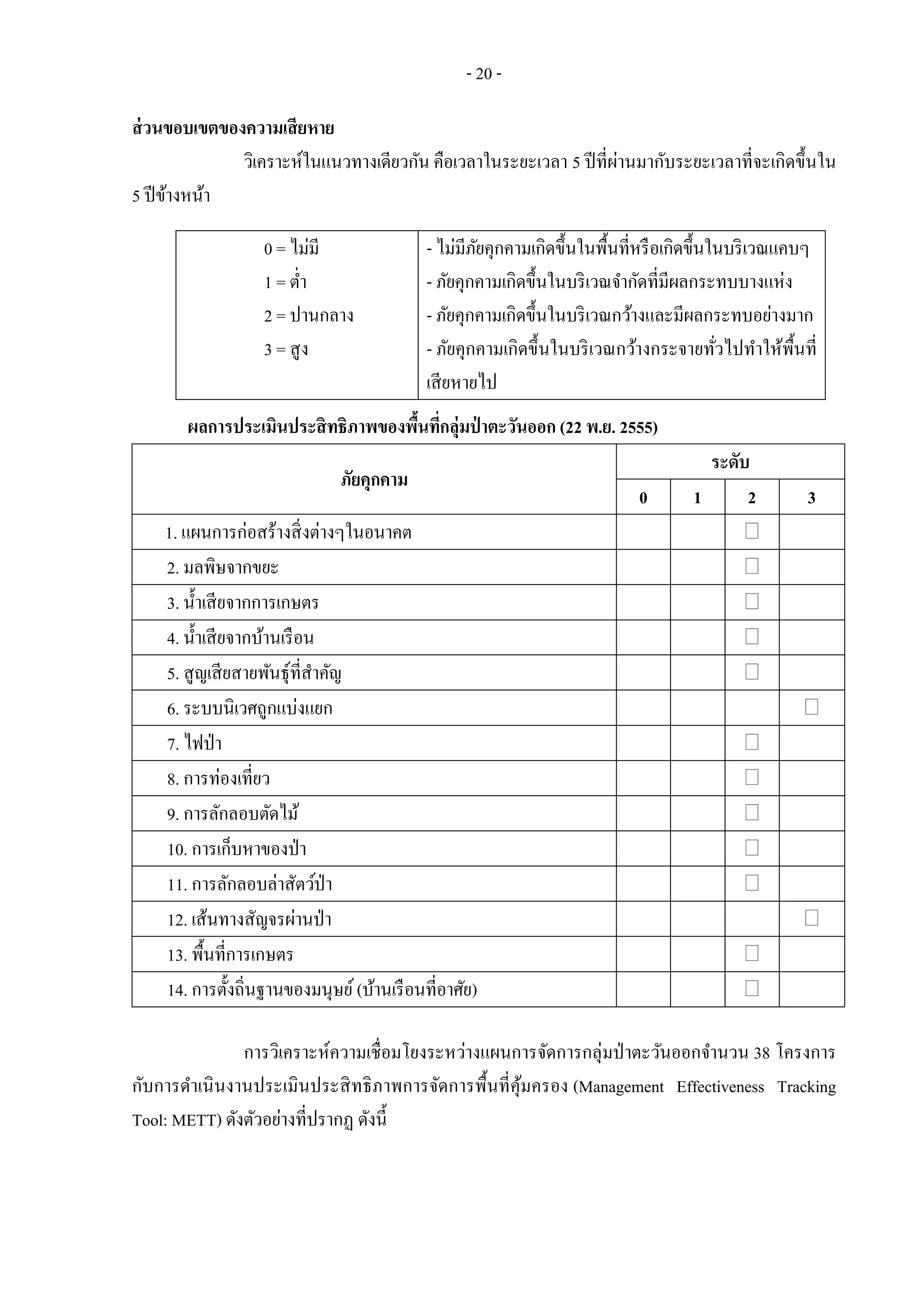 เครื่องมือประเมินประสิทธิภาพ : METT | PDF