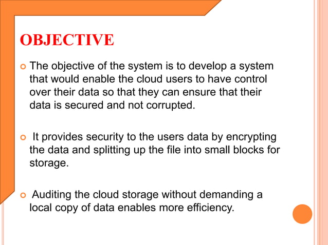 PUBLIC AUDITING FOR SECURE CLOUD STORAGE | PPTX