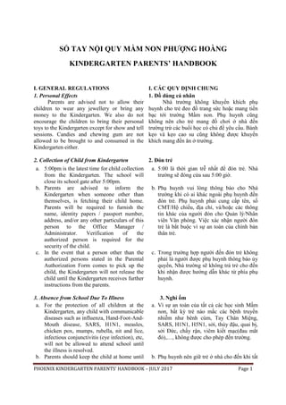 Kindergarten parent handbook 2016 | PDF