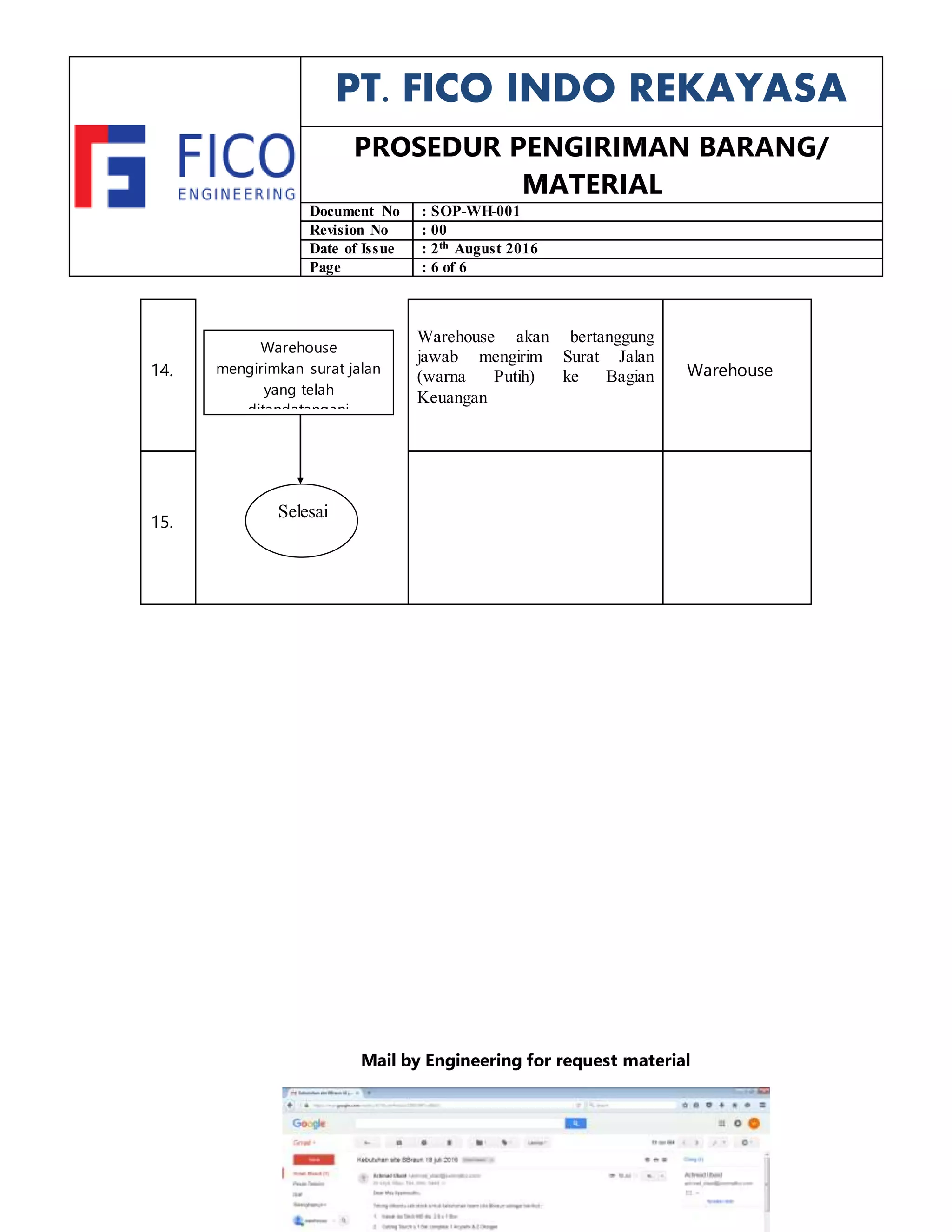 1.1 sop pengiriman material | DOCX