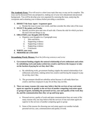 1. academic writing student outline | PDF
