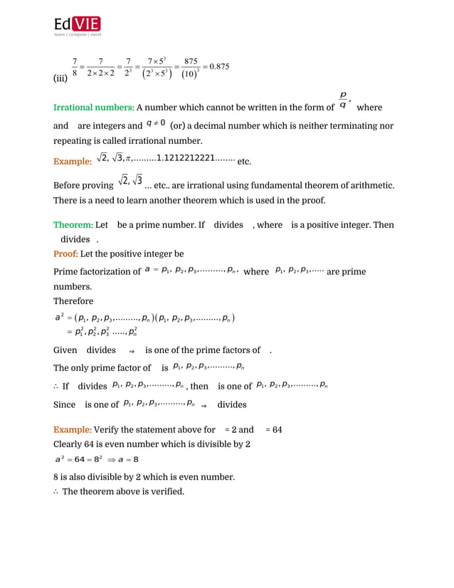CBSE Class 10 Mathematics Real Numbers Topic | PDF | Physics | Science