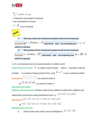 CBSE Class 10 Mathematics Real Numbers Topic | PDF | Physics | Science
