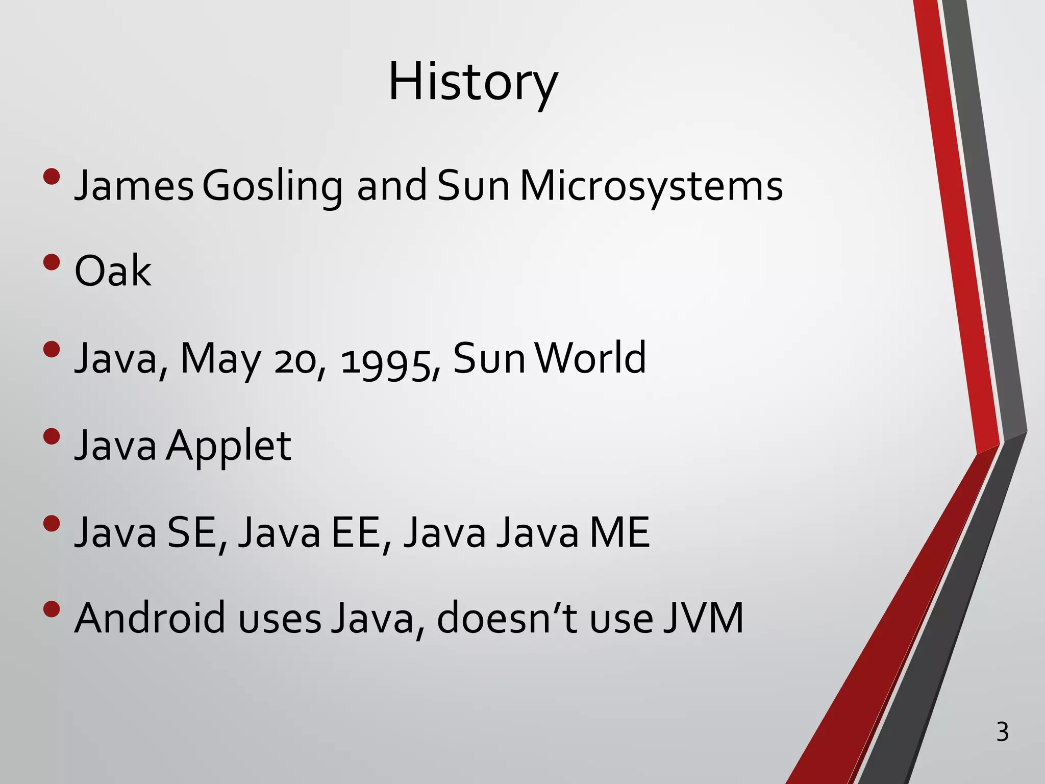 Java Oop Programming Language Part 1 Introduction To Java Ppt
