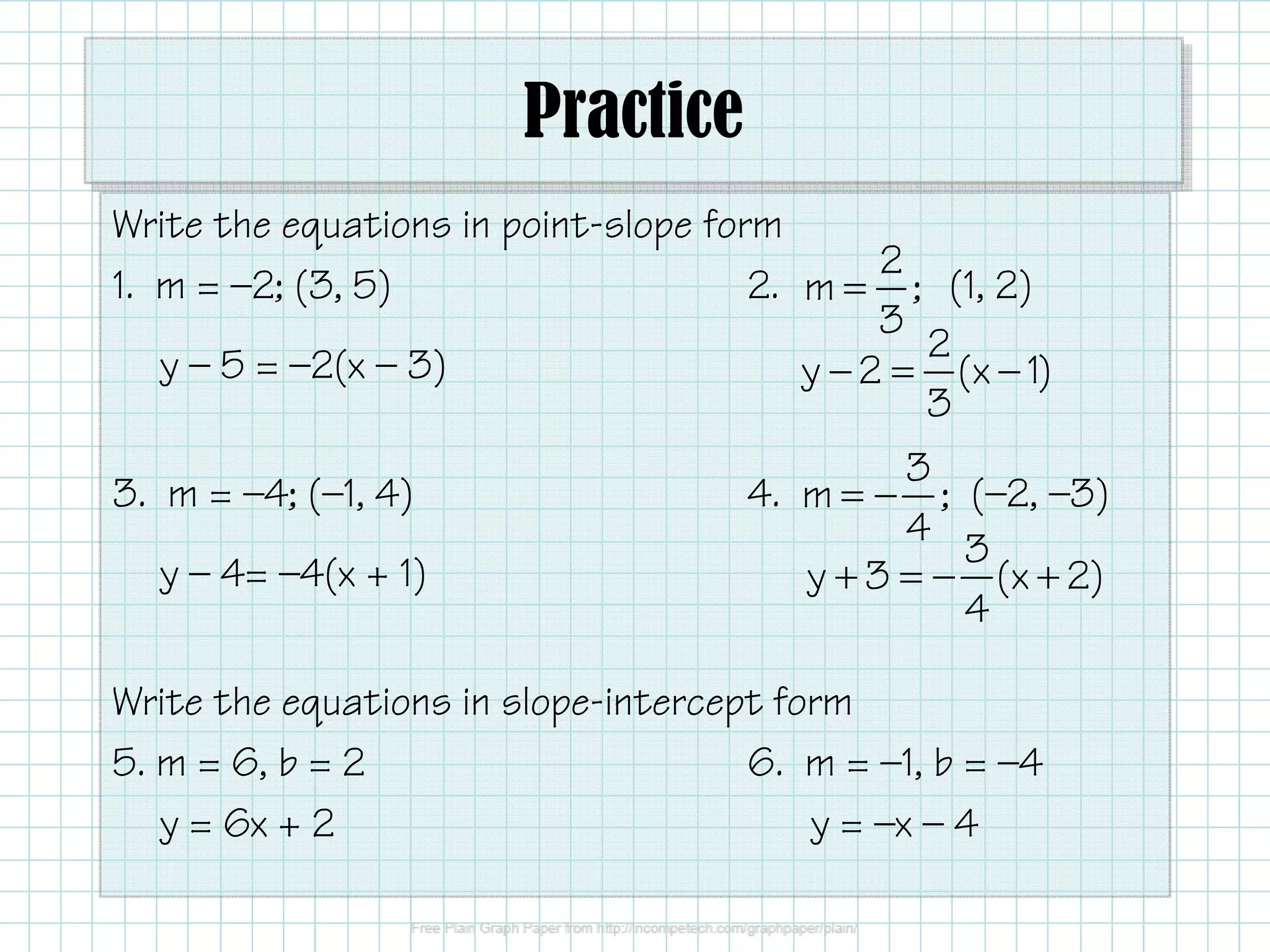 1.4.3 Slopes and Equations of Lines | PDF