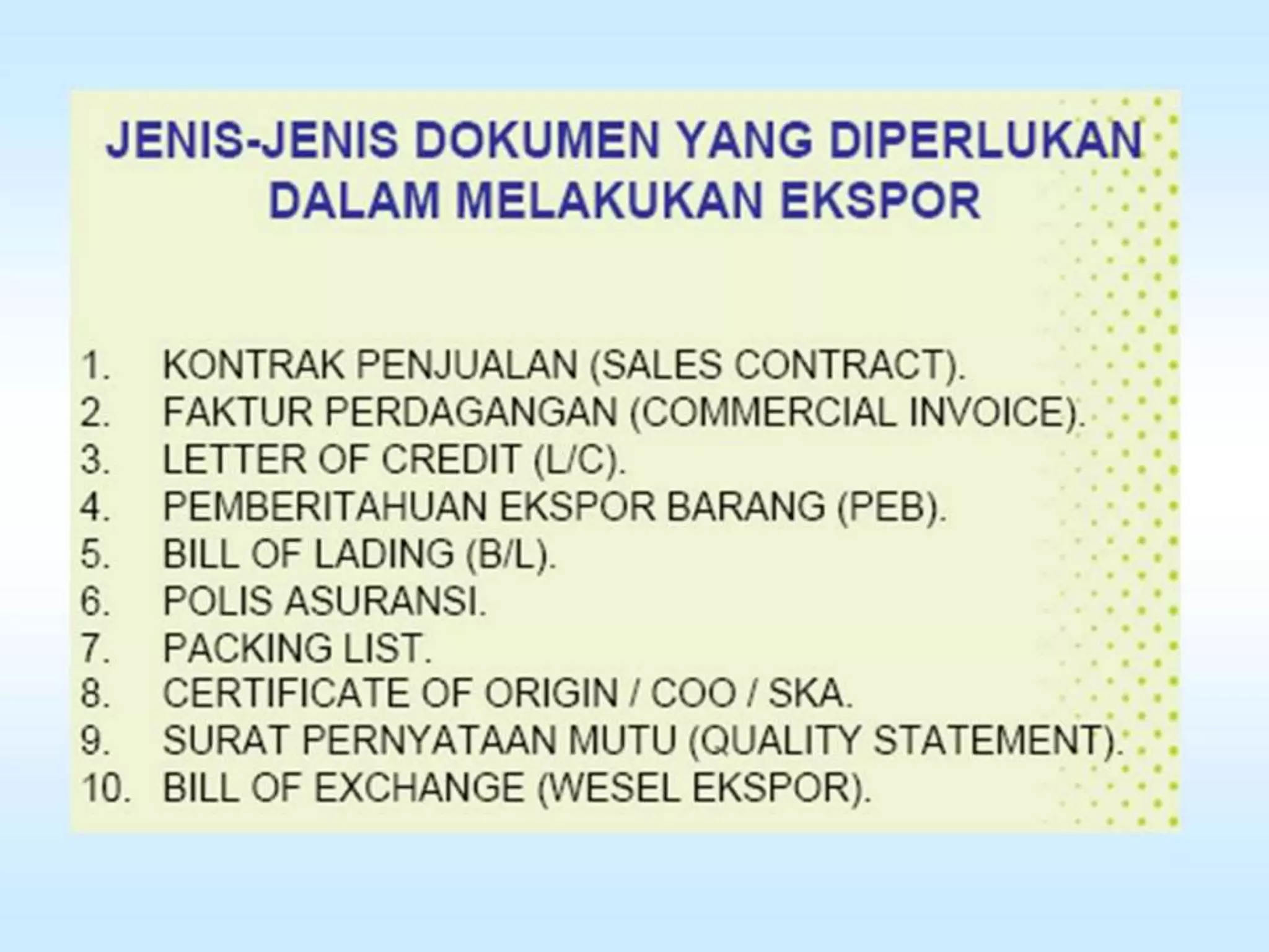 Dokumen Ekspor – Impor_Materi "EXPORT-IMPORT" Training (KANAIDI, SE., M ...