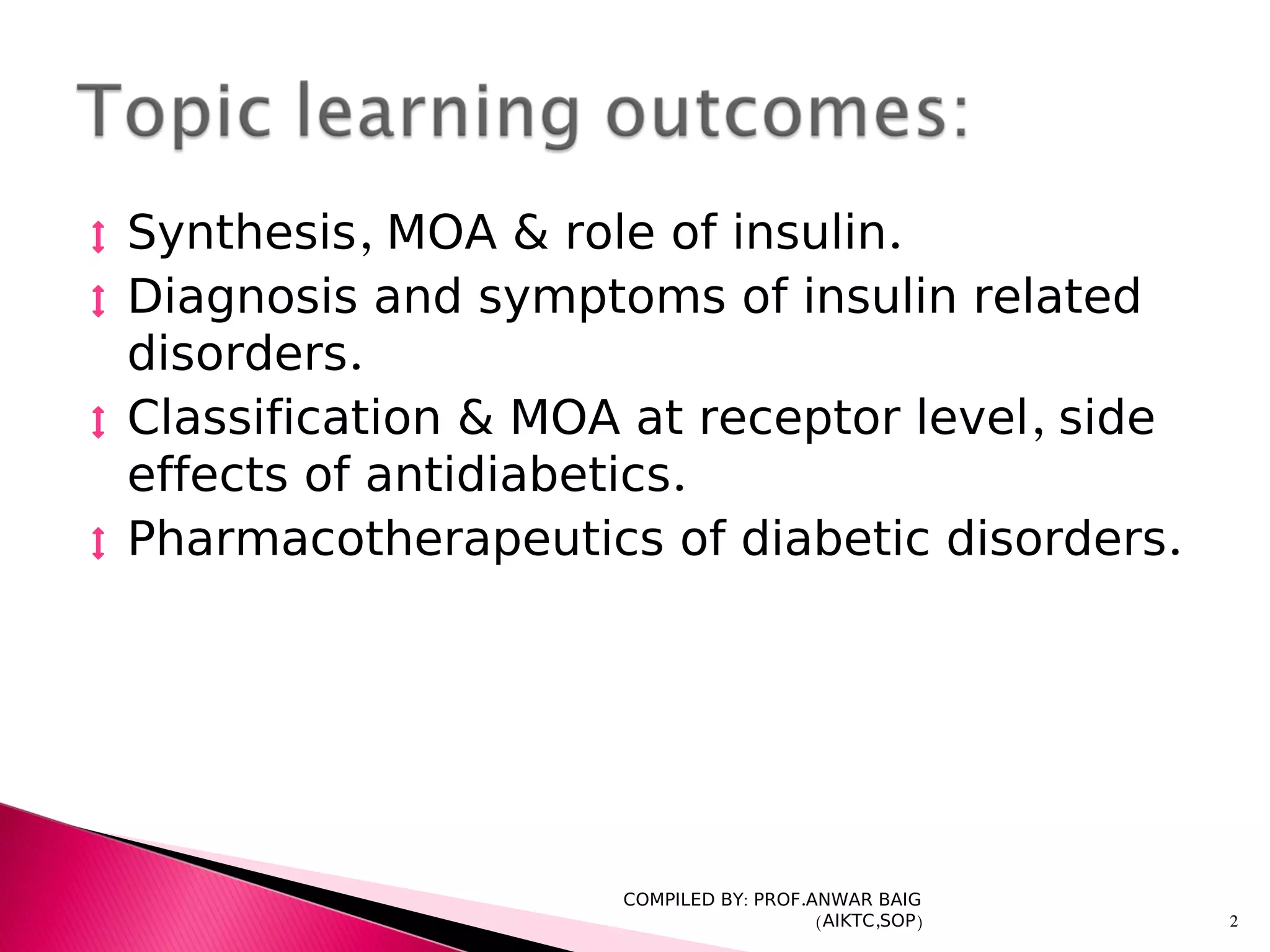 1. Insuline and Anti diabetics | PDF