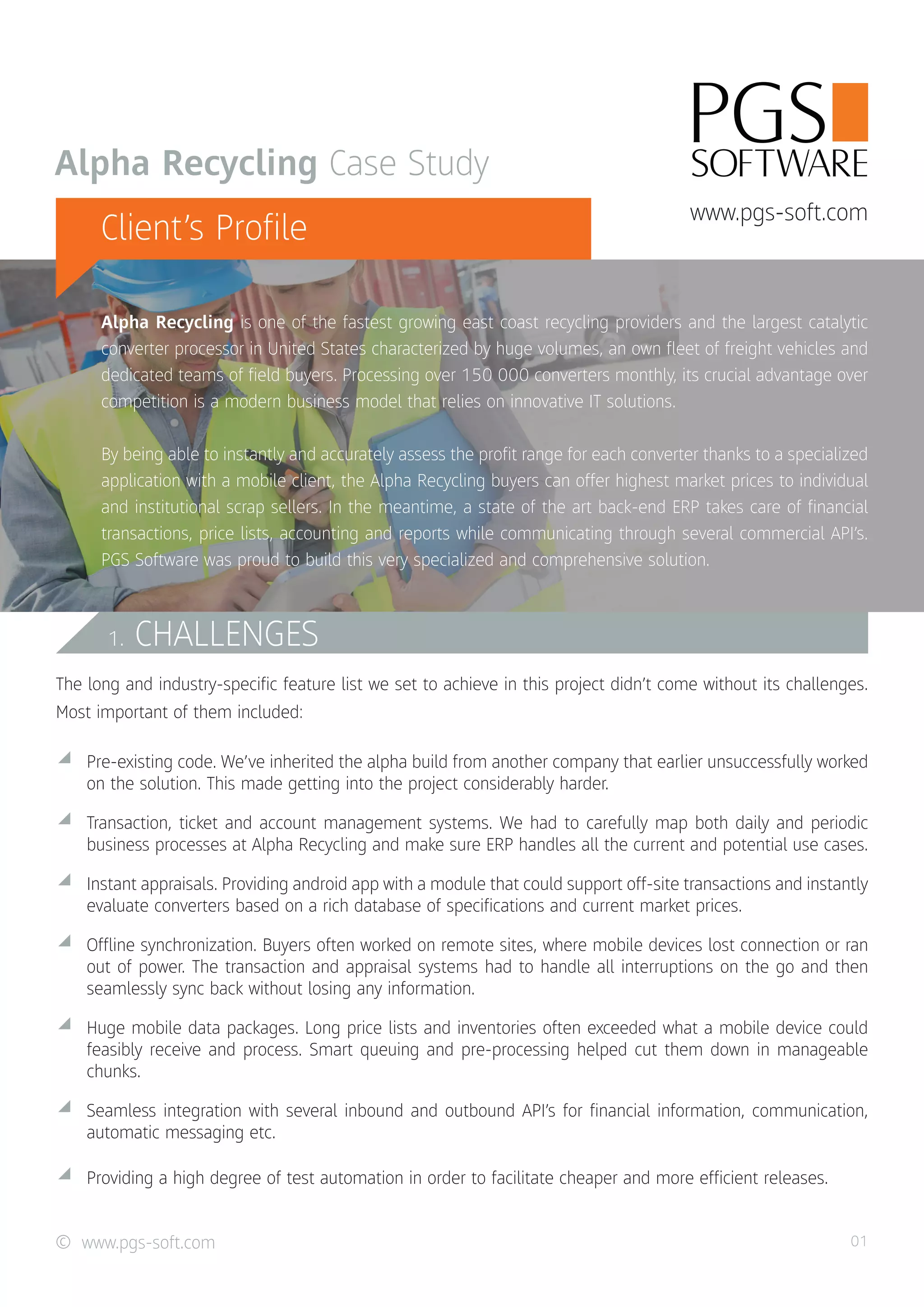 Alpha Recycling Case Study By PGS Software Ltd | PDF