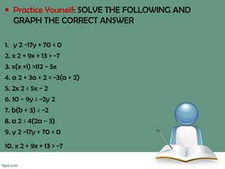 Grade mathematics: Quadratic Inequalities | PPT