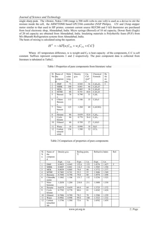 Embedded Based System For The Study Of Heats Of Mixing Of Binary Liquid Mixtures | PDF ...